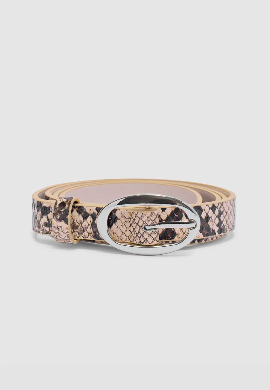 Brie Leon Oval Belt Python Silver – Uncommon
